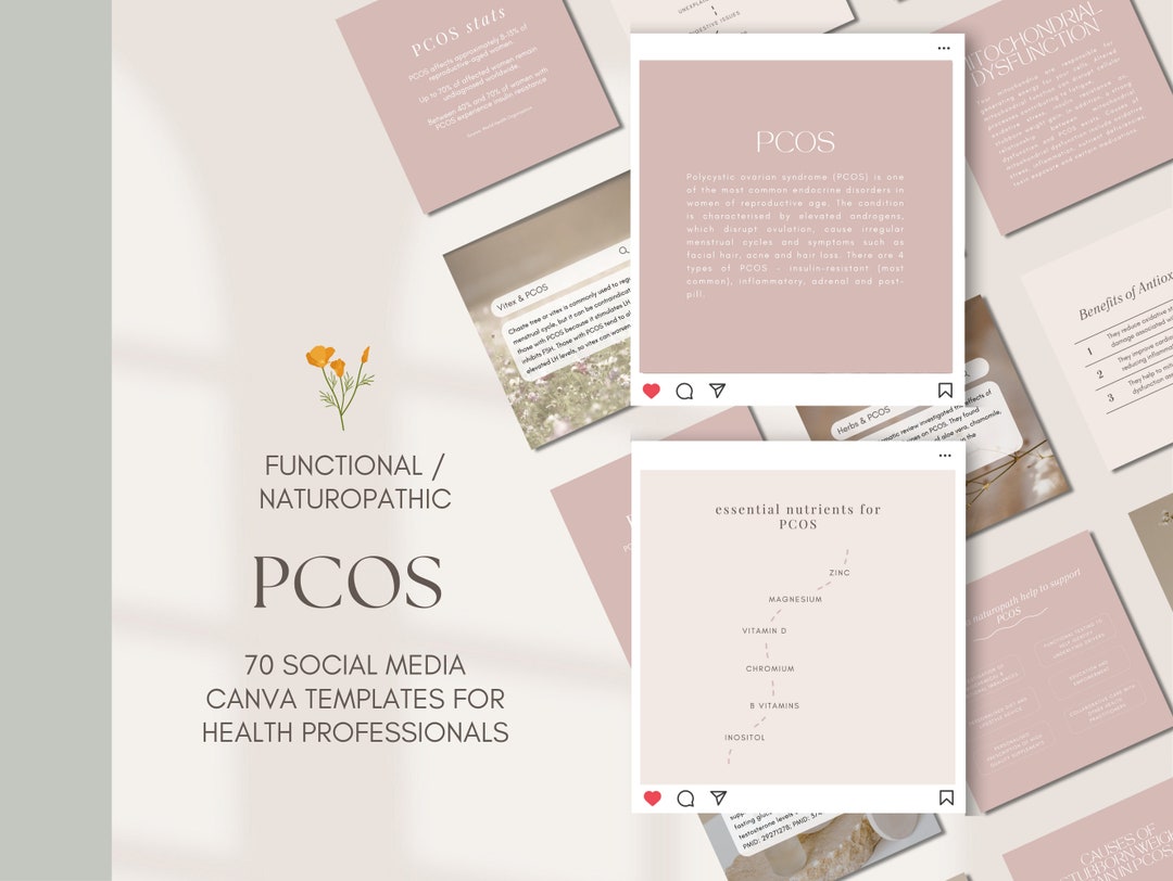 PCOS Social Media Posts Canva Template for Naturopaths, Nutritionists ...