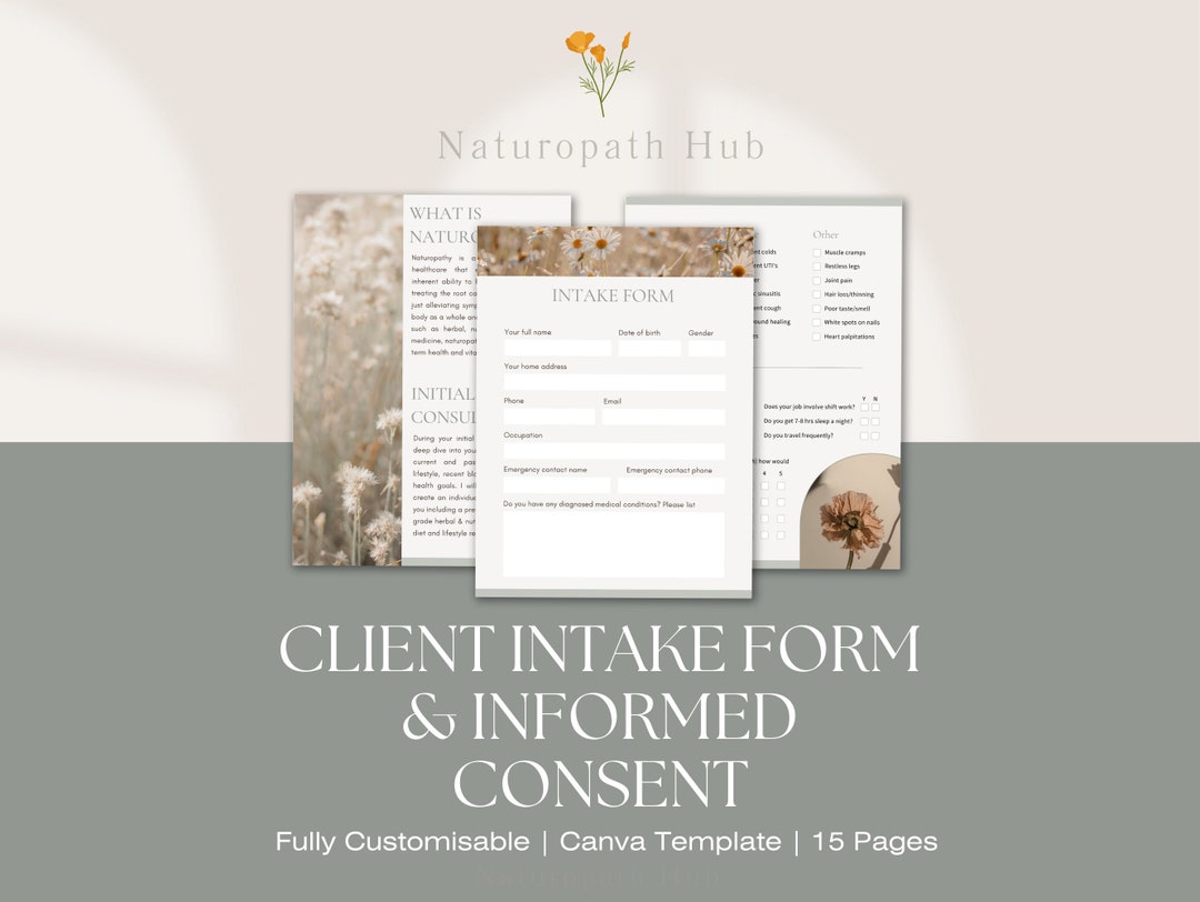 Naturopath Client Intake Form | Informed Consent | Editable | Canva ...
