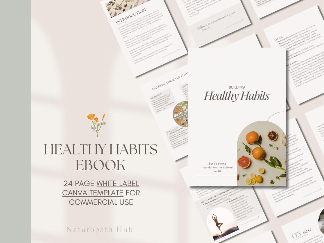 Nutrition & Healthy Habits Ebook, Canva Template, PLR, Commercial ...