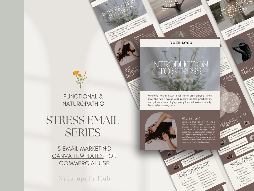 Stress, Mental Wellness, Email Series | 5 Educational Emails | Canva ...