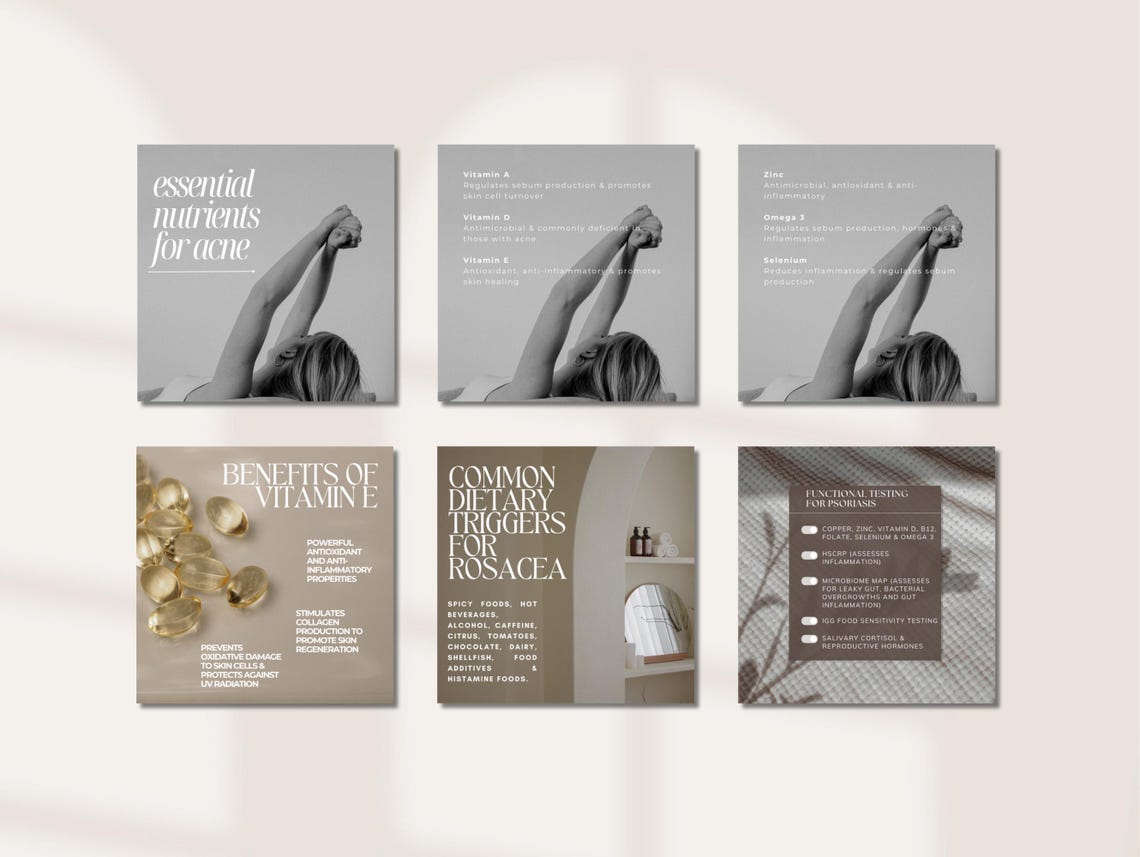 Skin Health Social Media Posts: Naturopath Nutritionist Canva Template ...