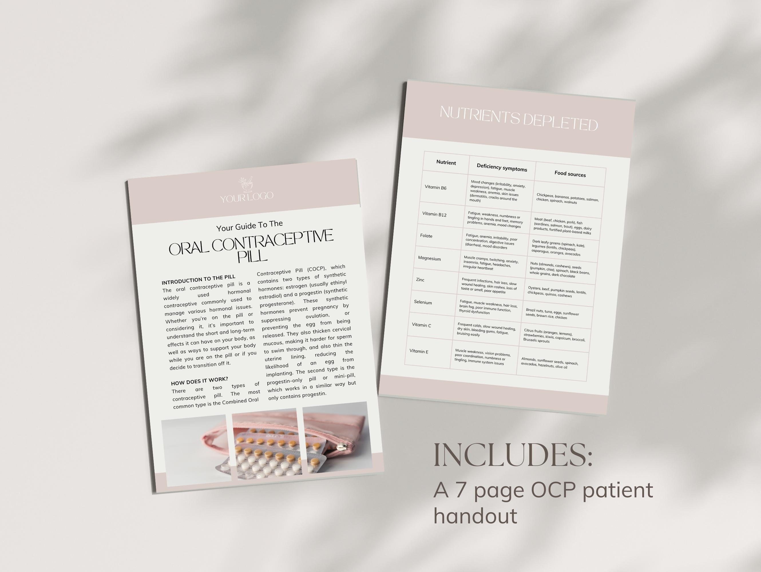 Holistic Oral Contraceptive Guide | Patient Handout | Editable | Canva ...