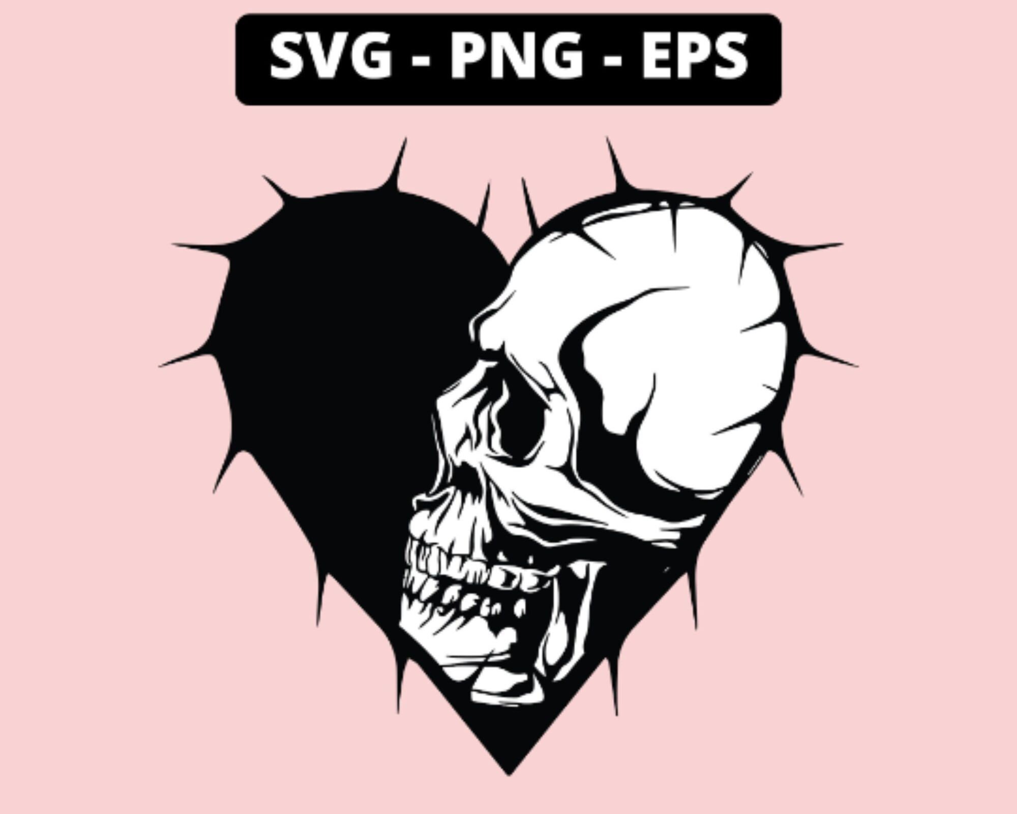 Skull Heart Svg Half Skull and Half Heart Svg Funny Skull Svg ...