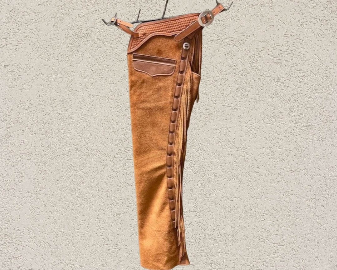 Authentic Western Cowboy Suede Leather Fringed Riding Chaps for Men ...