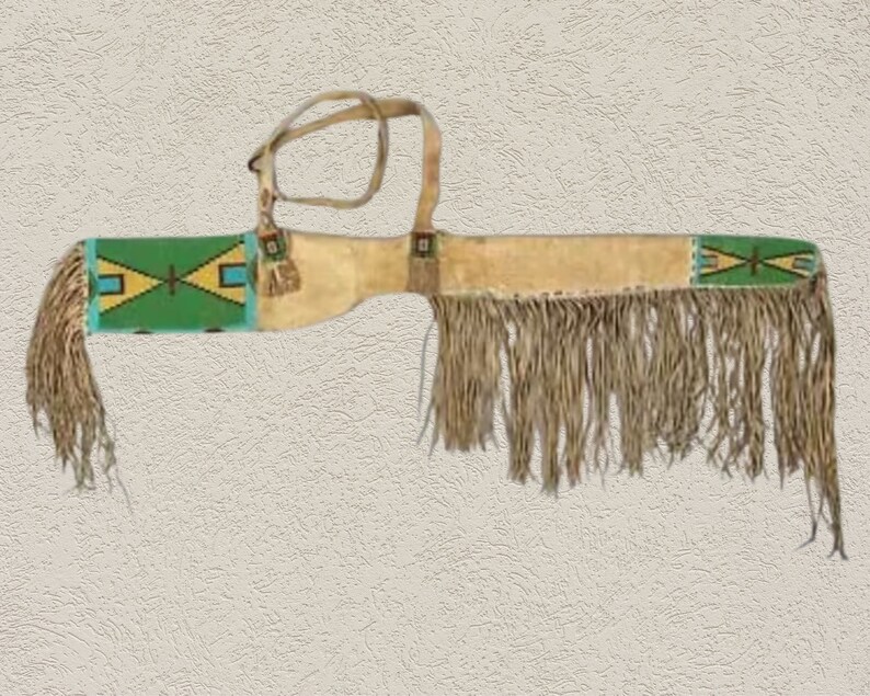 Native Indian Beaded Rifle Scabbard, Sioux Style Suede Leather Gun ...