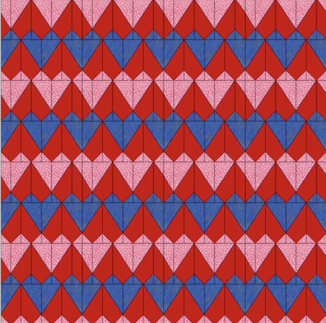 Tumbling Hearts FPP - Tessellating Heart Quilt Pattern - 10" X 10 ...