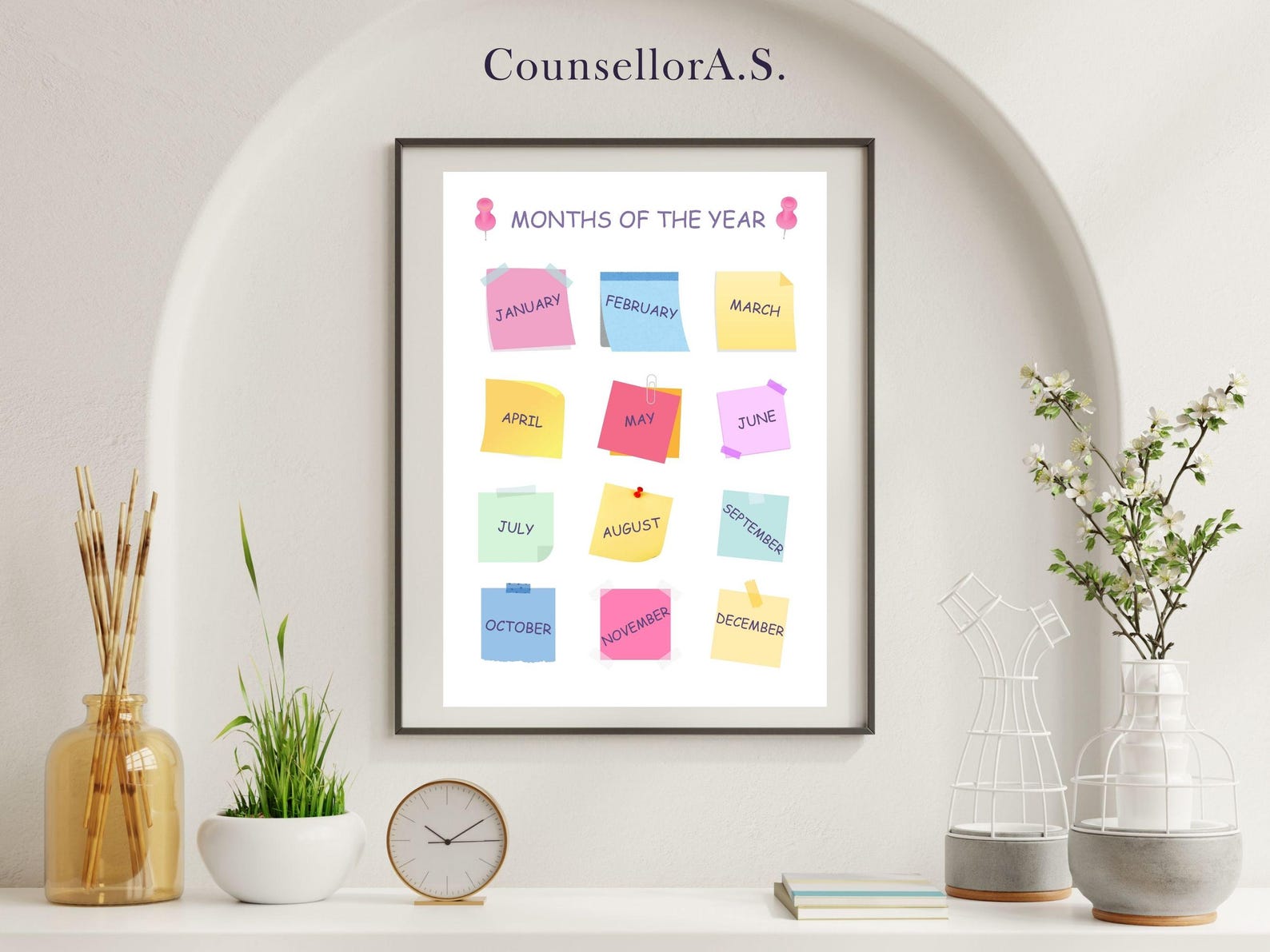 Months of the Year Educational Poster for Children, PRINTABLE Wall Art ...