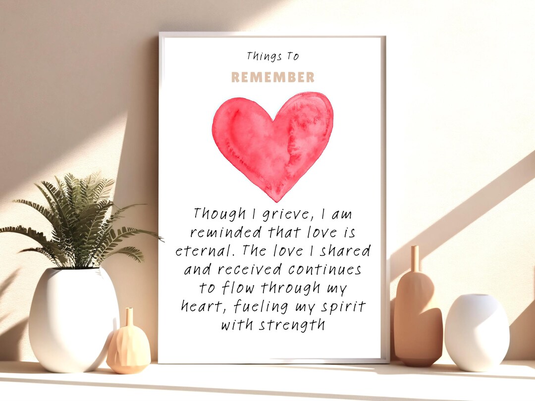 Printable Love Quote Wall Art – Watercolor Heart Poster, Healing Grief ...