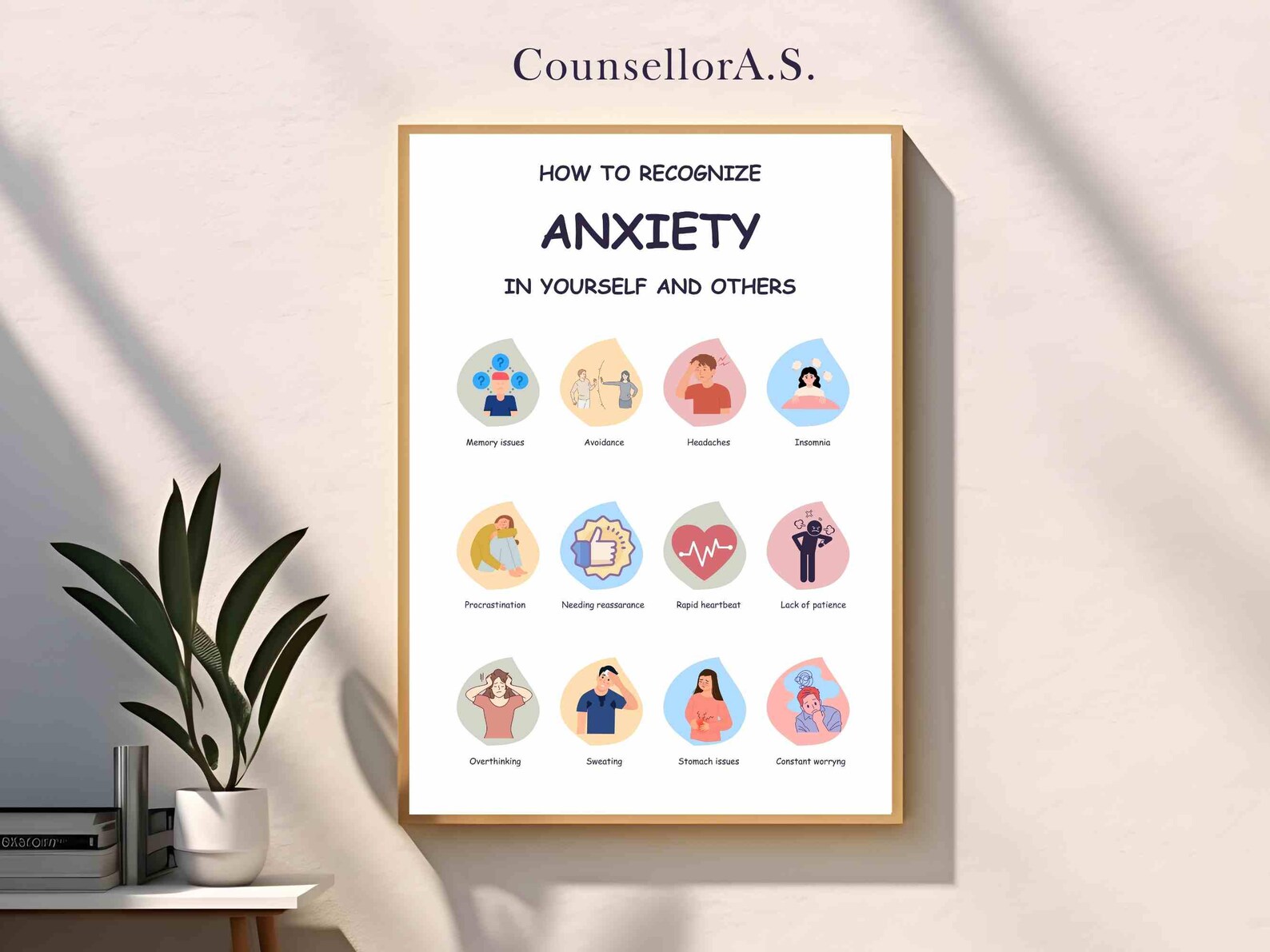 How to Recognize Anxiety - Self-care Poster - Therapeutic Environment ...