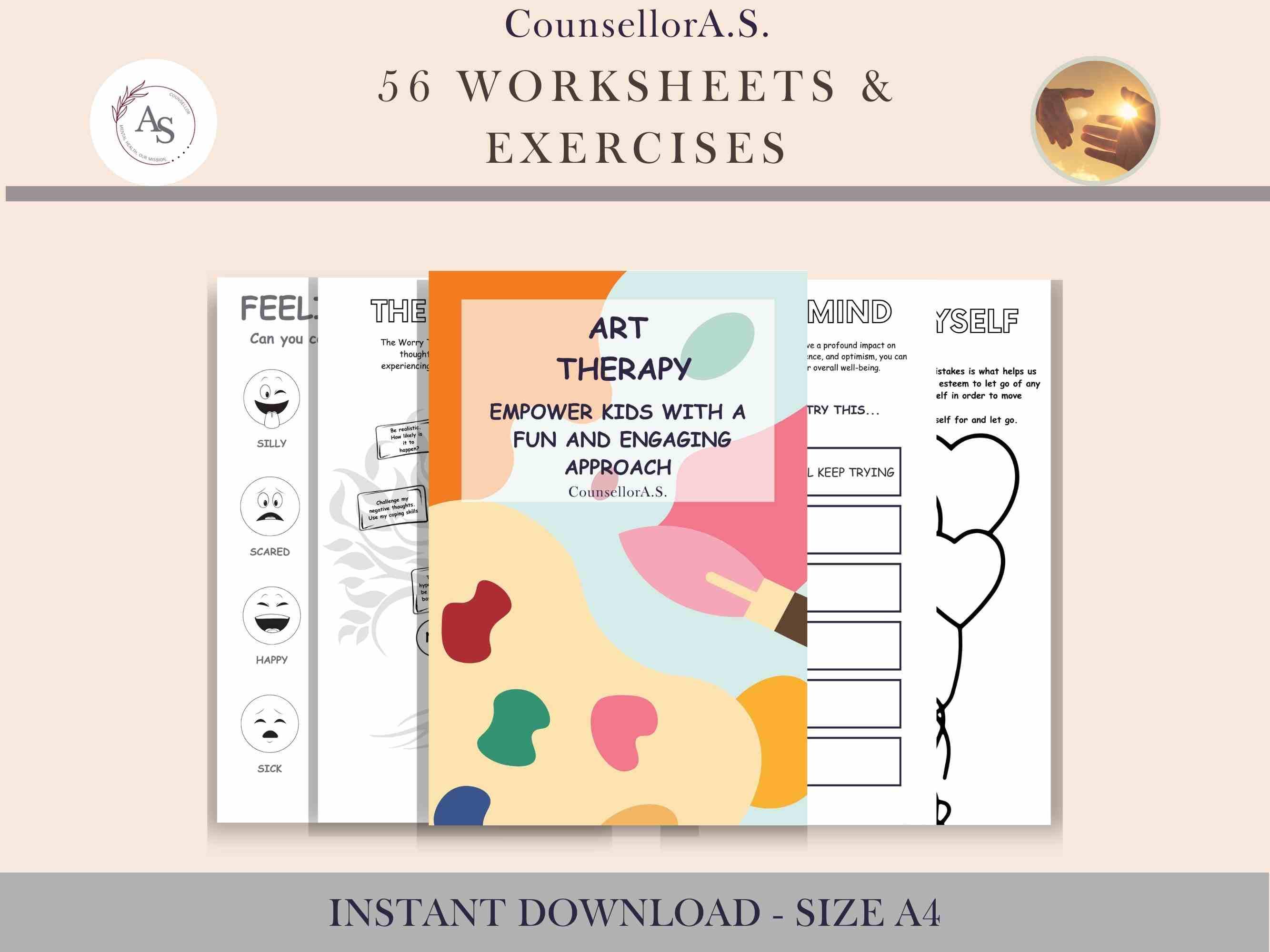 Art Therapy Worksheets for Mental Health, Self-esteem, and Confidence ...