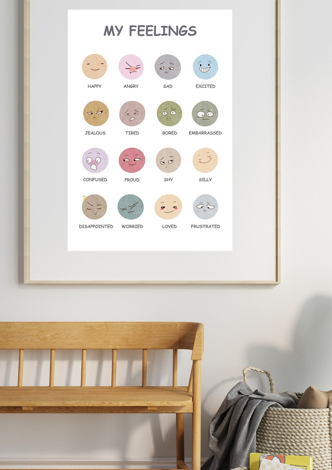 Neutral Feelings Chart, Educational Poster for Children, PRINTABLE Wall ...