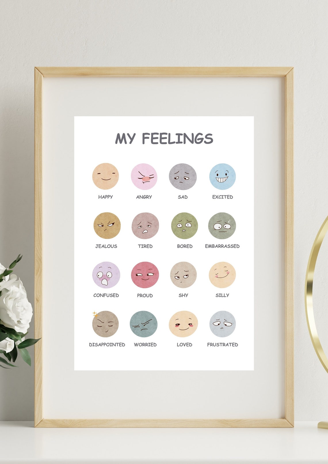 Neutral Feelings Chart, Educational Poster for Children, PRINTABLE Wall ...