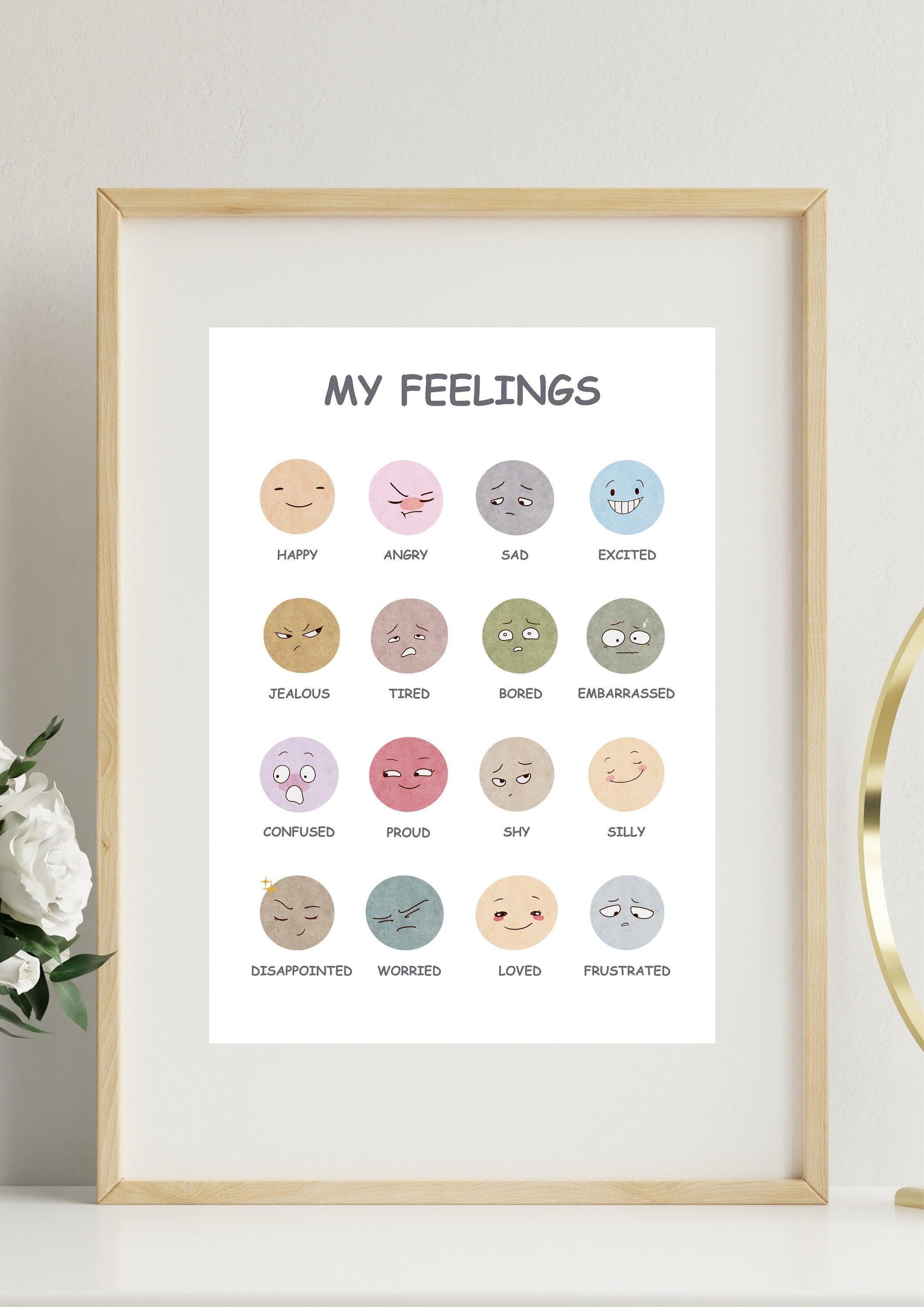 Neutral Feelings Chart, Educational Poster for Children, PRINTABLE Wall ...