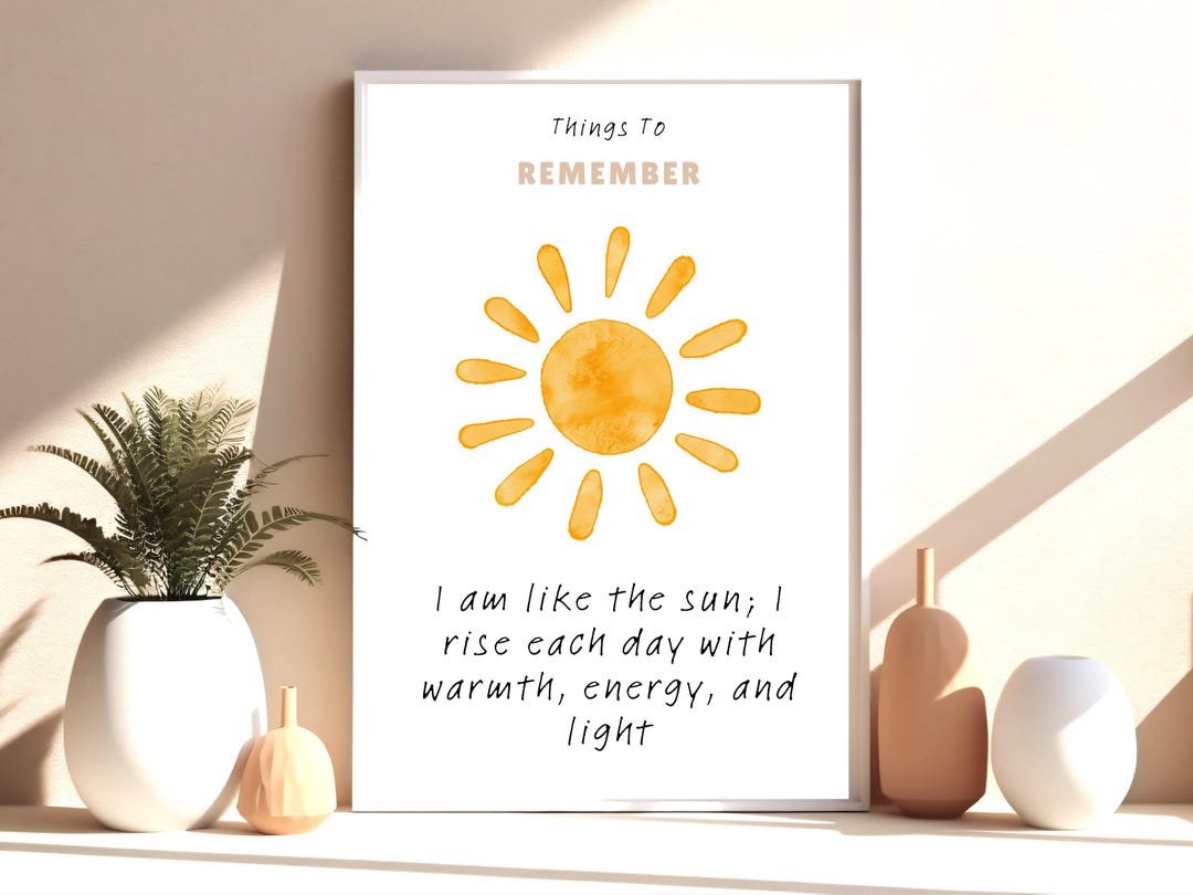 Printable Sun Wall Art – Inspirational Quote Poster, Positive ...