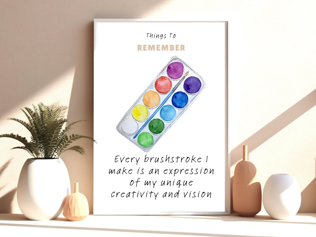 Printable Art Quote Poster – Watercolor Palette Wall Art, Creativity ...