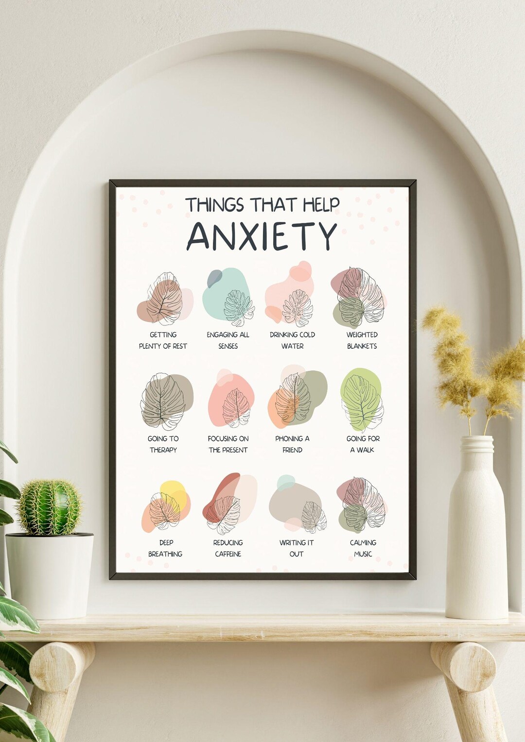 Things That Help Anxiety -anxiety - Mental Health Poster, Calming ...