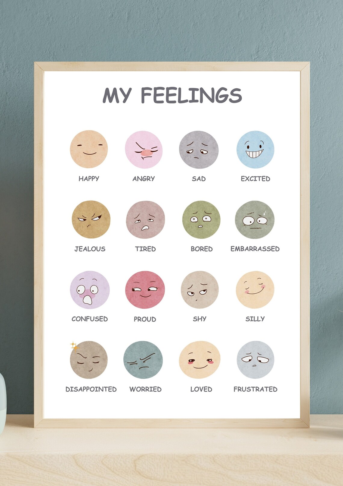 Neutral Feelings Chart, Educational Poster for Children, PRINTABLE Wall ...