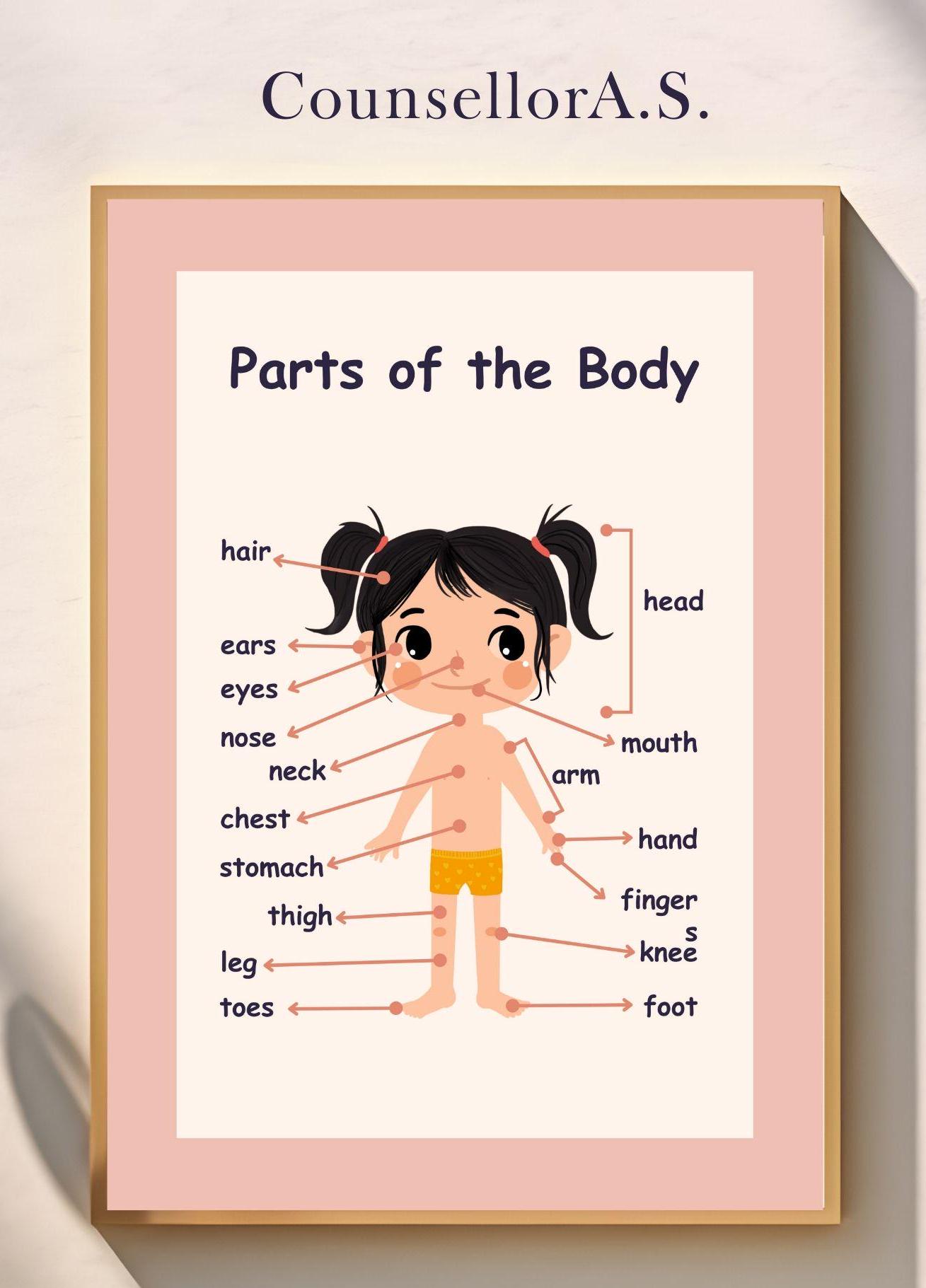 Parts of the Body, Educational Poster for Children, PRINTABLE Wall Art ...
