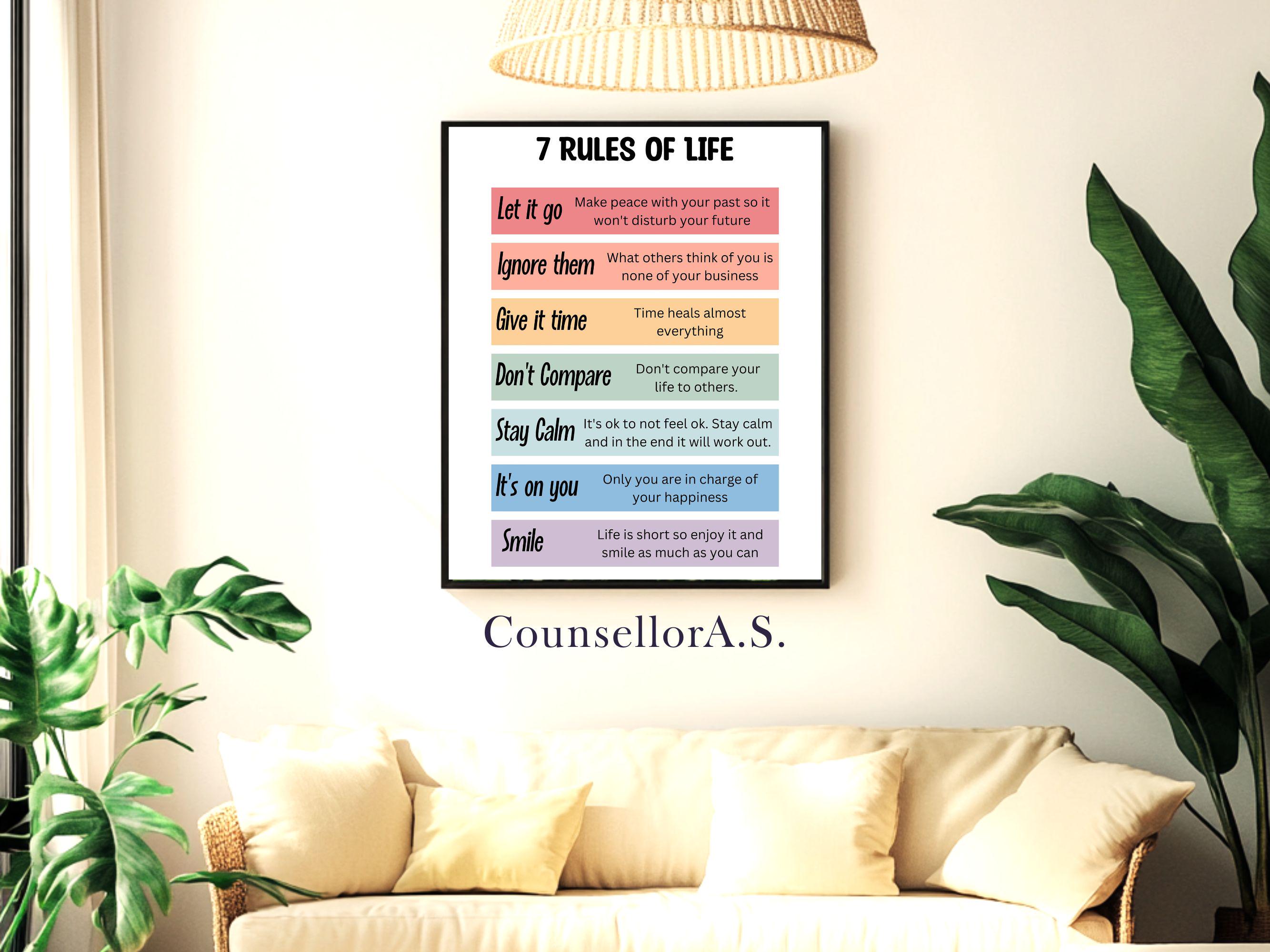 7 Rules of Life - Motivational Poster, Emotional Resilience, Mental ...