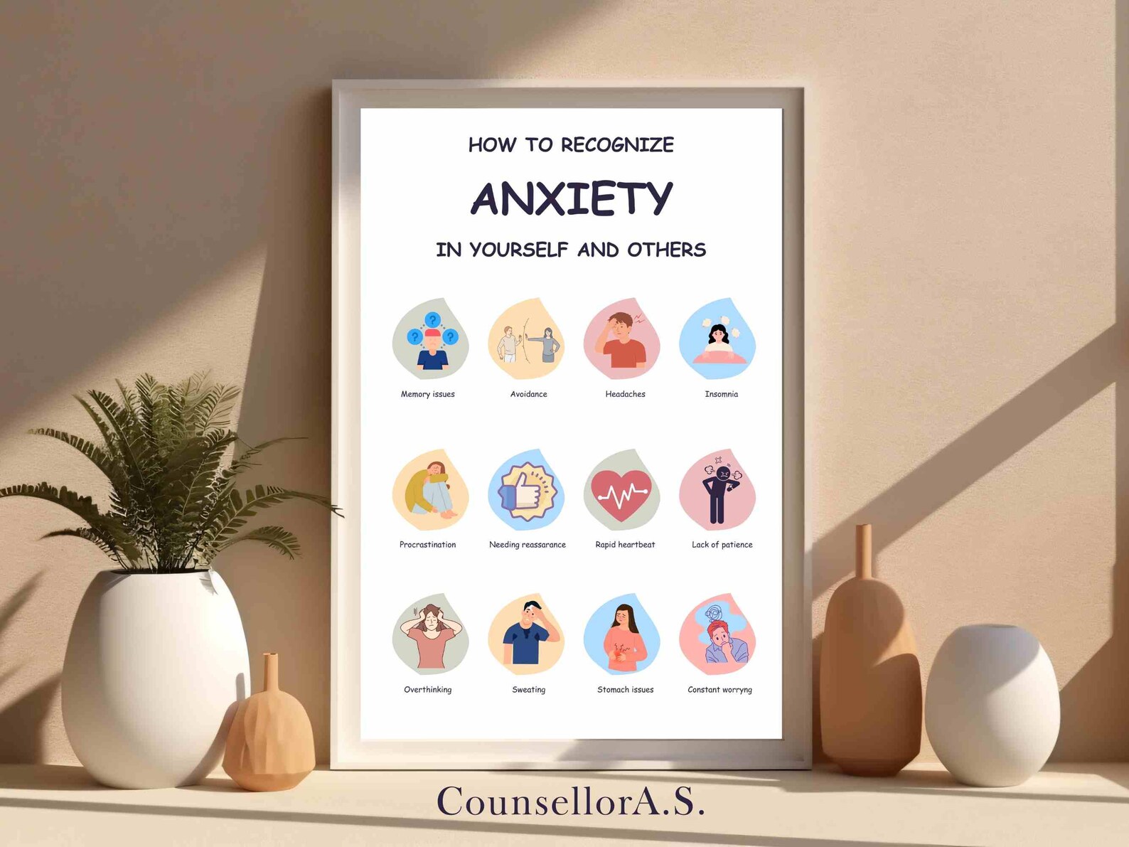 How to Recognize Anxiety - Self-care Poster - Therapeutic Environment ...