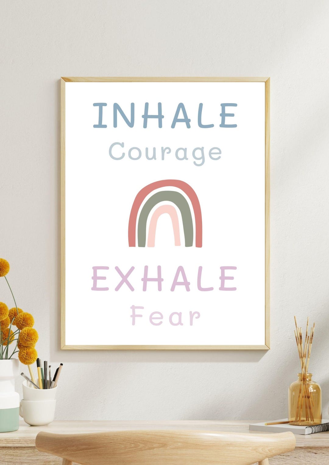 Inhale Courage, Exhale Fear - Motivational Digital Poster - Therapeutic ...