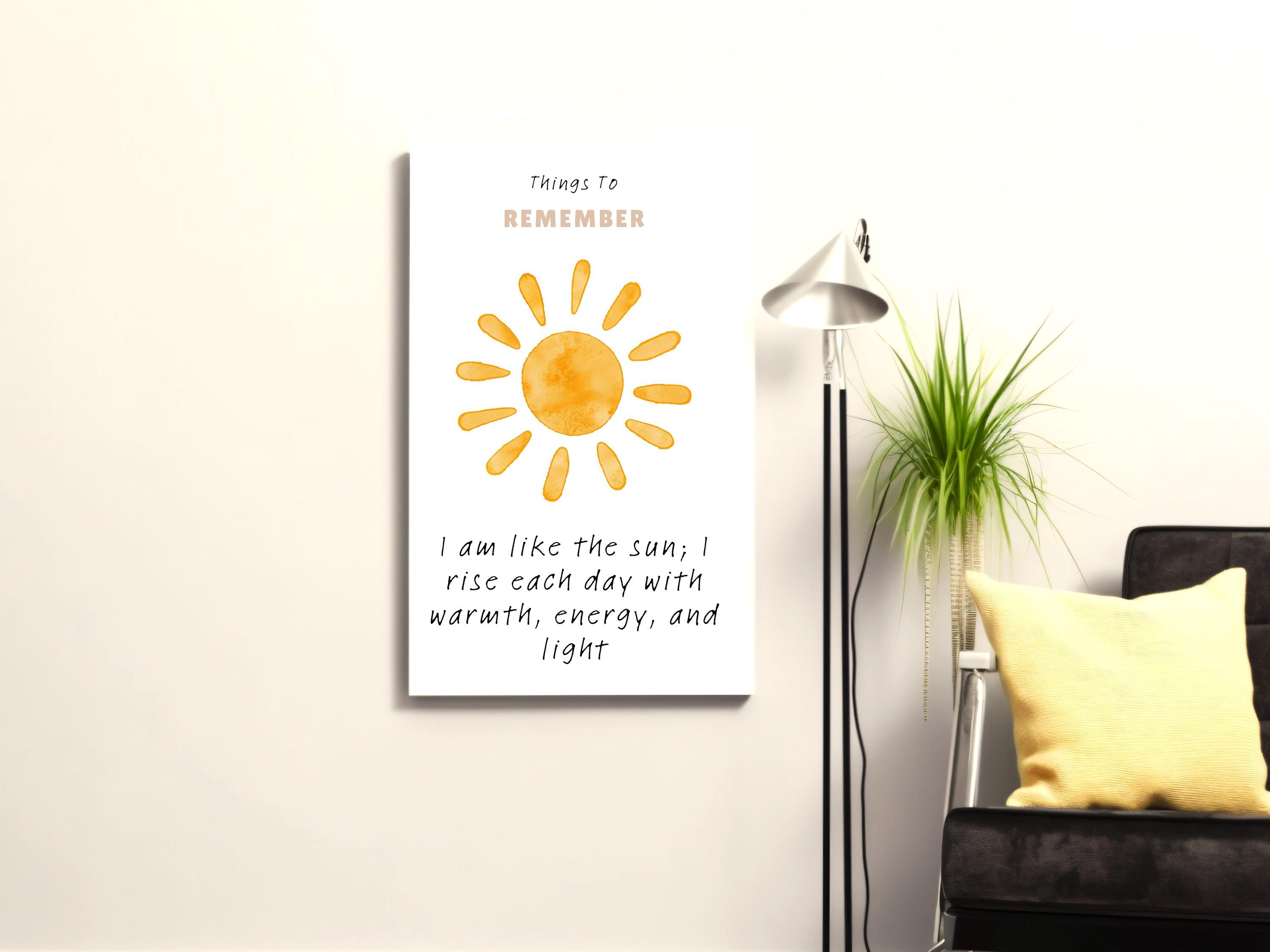 Printable Sun Wall Art – Inspirational Quote Poster, Positive ...