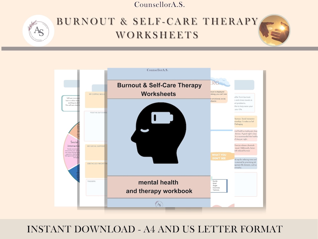 Burnout Recovery Worksheets, Therapy Printable for Stress Management ...