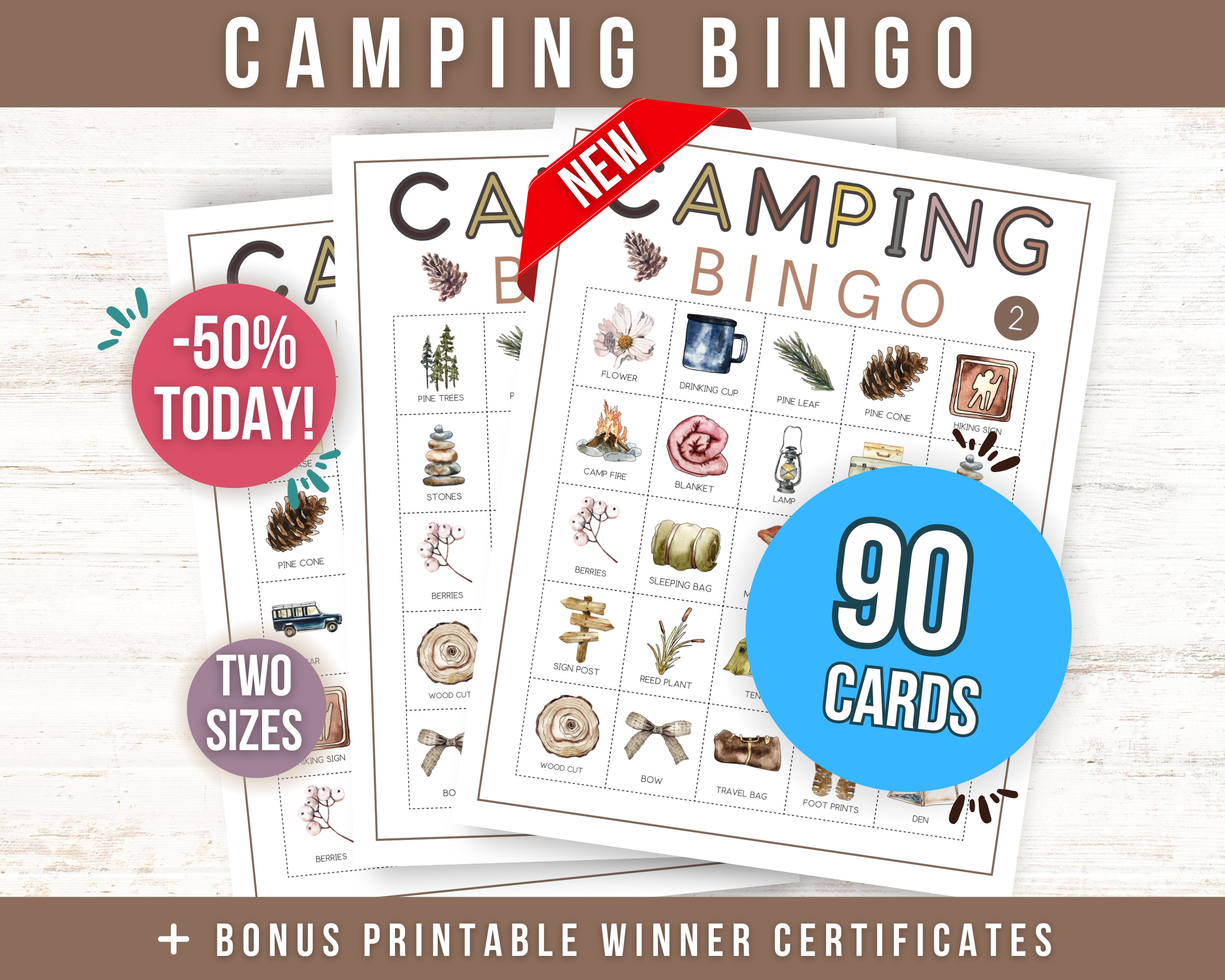 SUMMER CAMP BINGO, Camping Game Printable Bingo Cards, Activity Printable Kid Party, Summer Away ...
