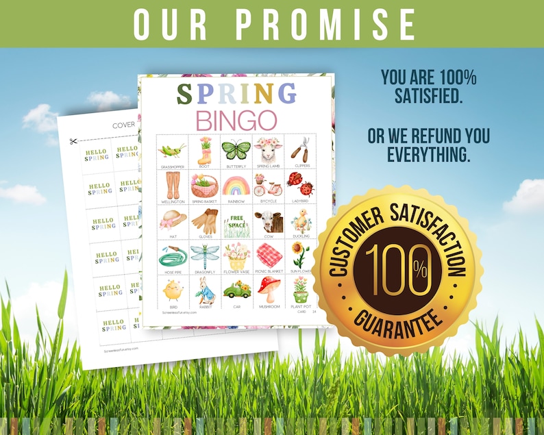75 Spring Bingo Cards, Kids Party Classroom Activity, Spring Time Game ...