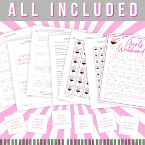 90 Girls Weekend Printable Bingo Game, Teen Weekend Fun Party Holiday ...