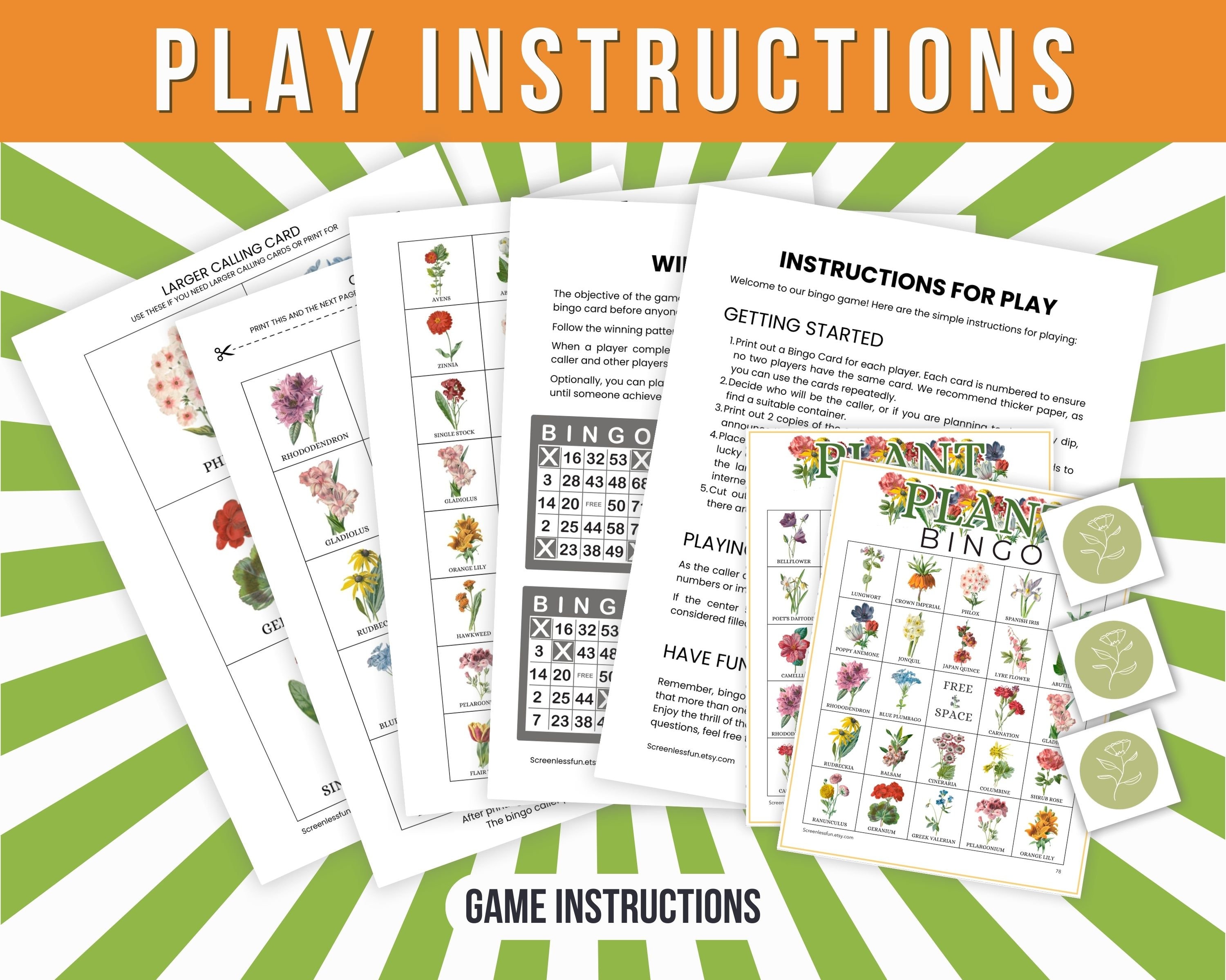 Plant Bingo Printable Cards, Botanical Flower Bingo Boards, Garden ...
