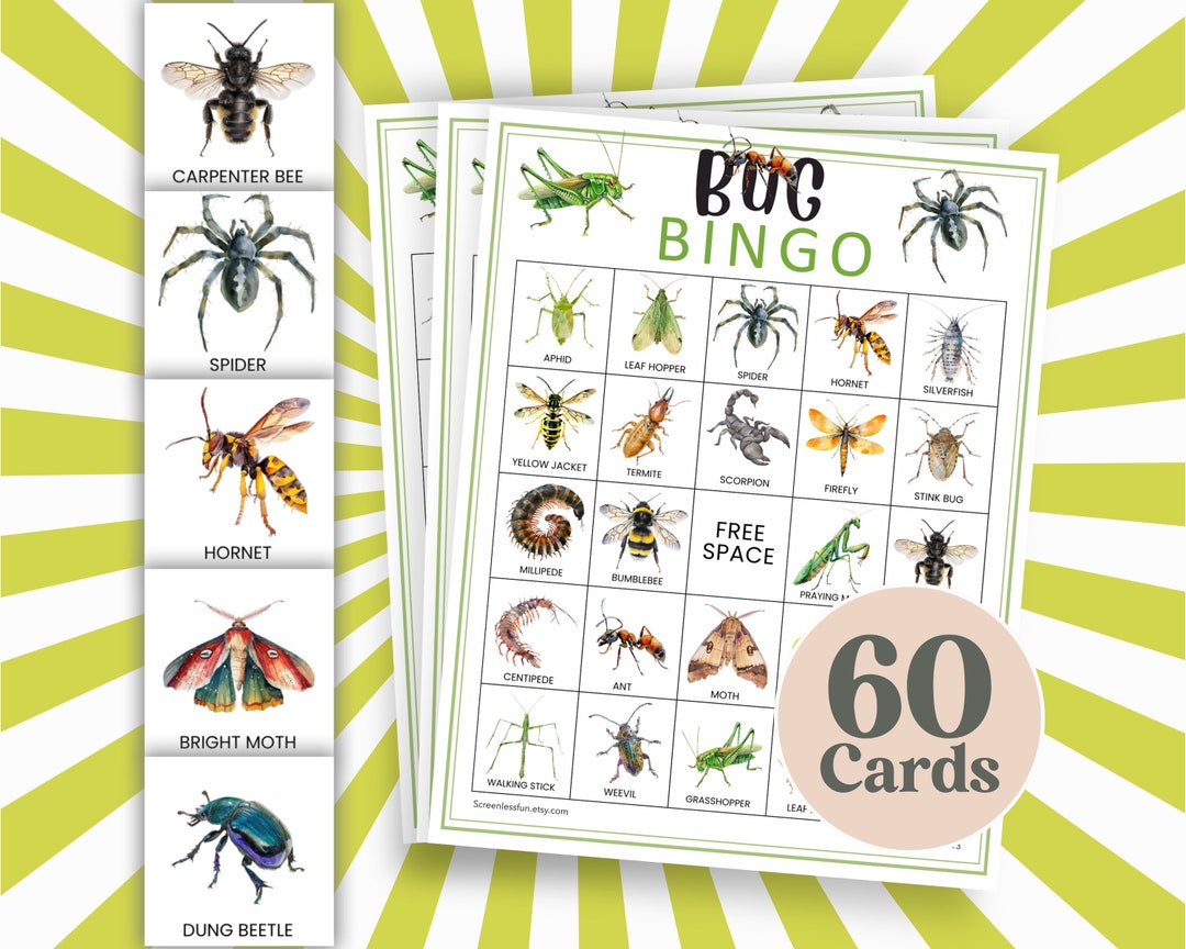 Bug Bingo Printable Game, Insect Creepy Crawlies Party Idea, Instant ...