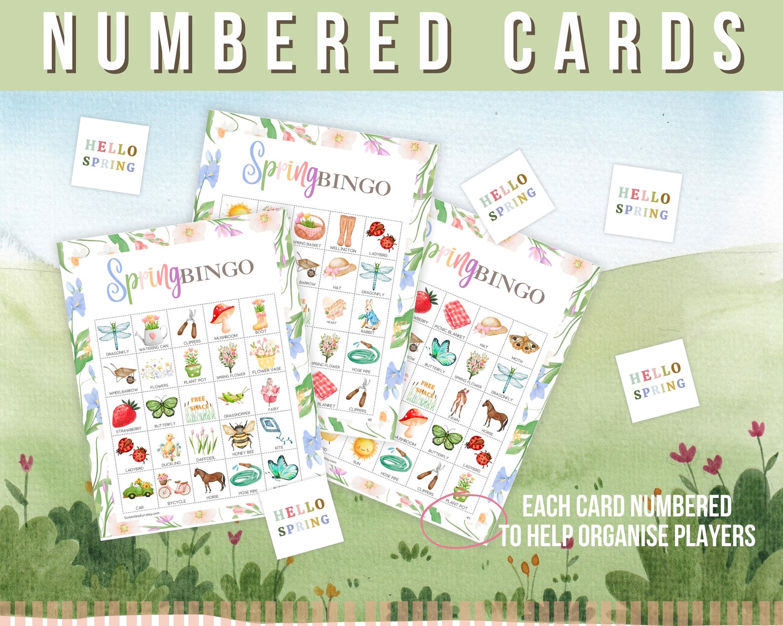 90 Bingo Cards for Spring, Spring Time Bingo for Kids, Printable Spring ...