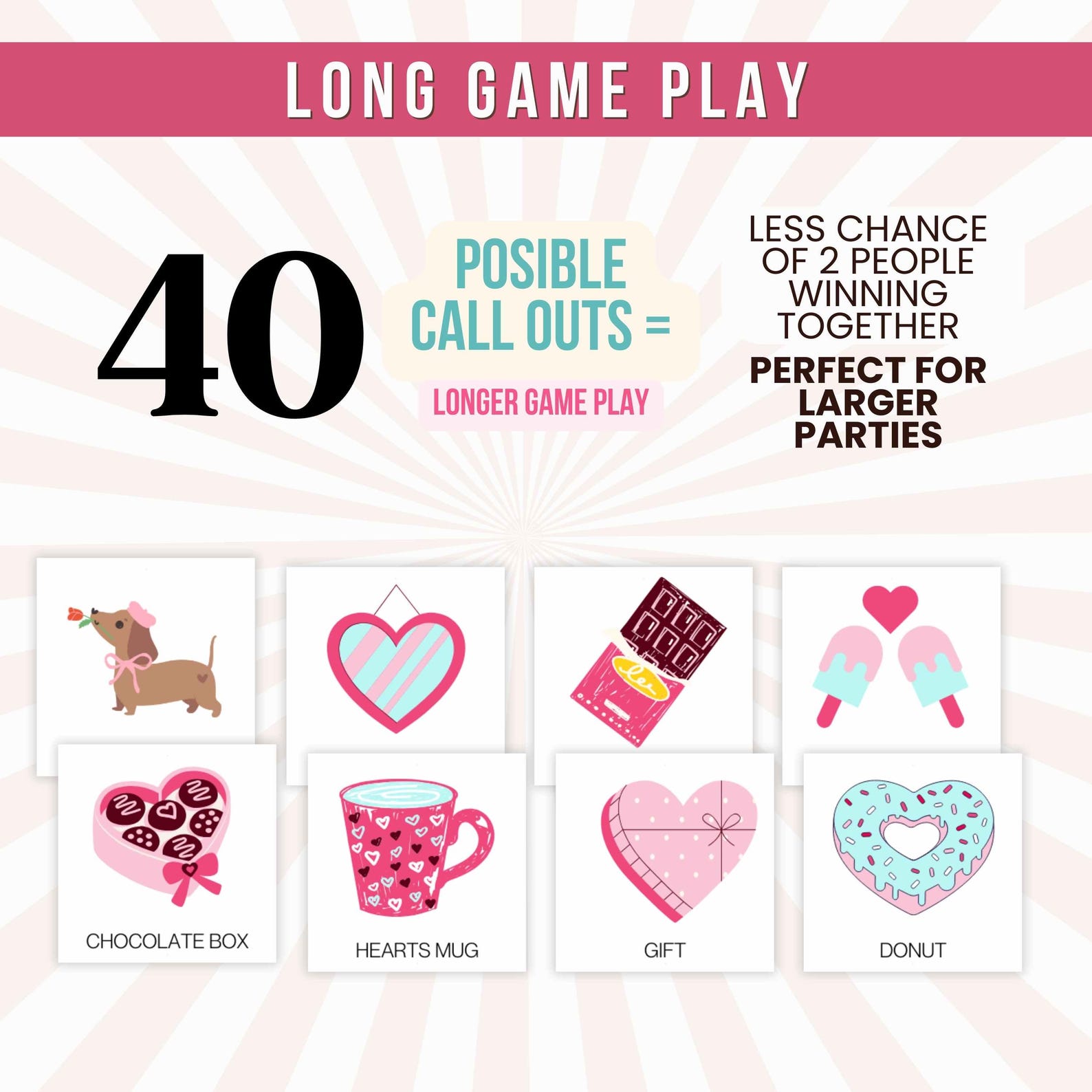 Valentine Bingo Game - 30 Bingo Cards, February Classroom Game, Bingo ...