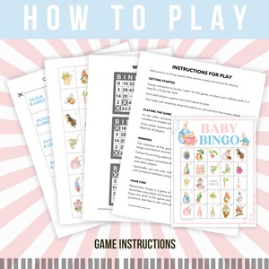 50 Peter Rabbit Party Bingo Game, Rabbit Baby Shower Spring Bingo Cards ...