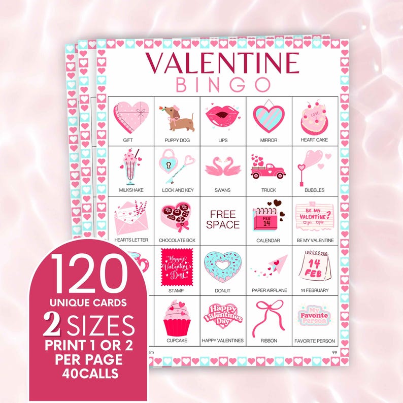 Valentine Bingo Game - February Classroom Game, Fun Kids Activity for ...