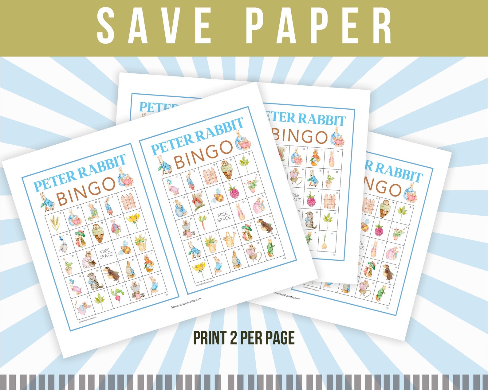 Peter Rabbit Classroom Activity Game Peter Rabbit Baby Shower Bingo ...