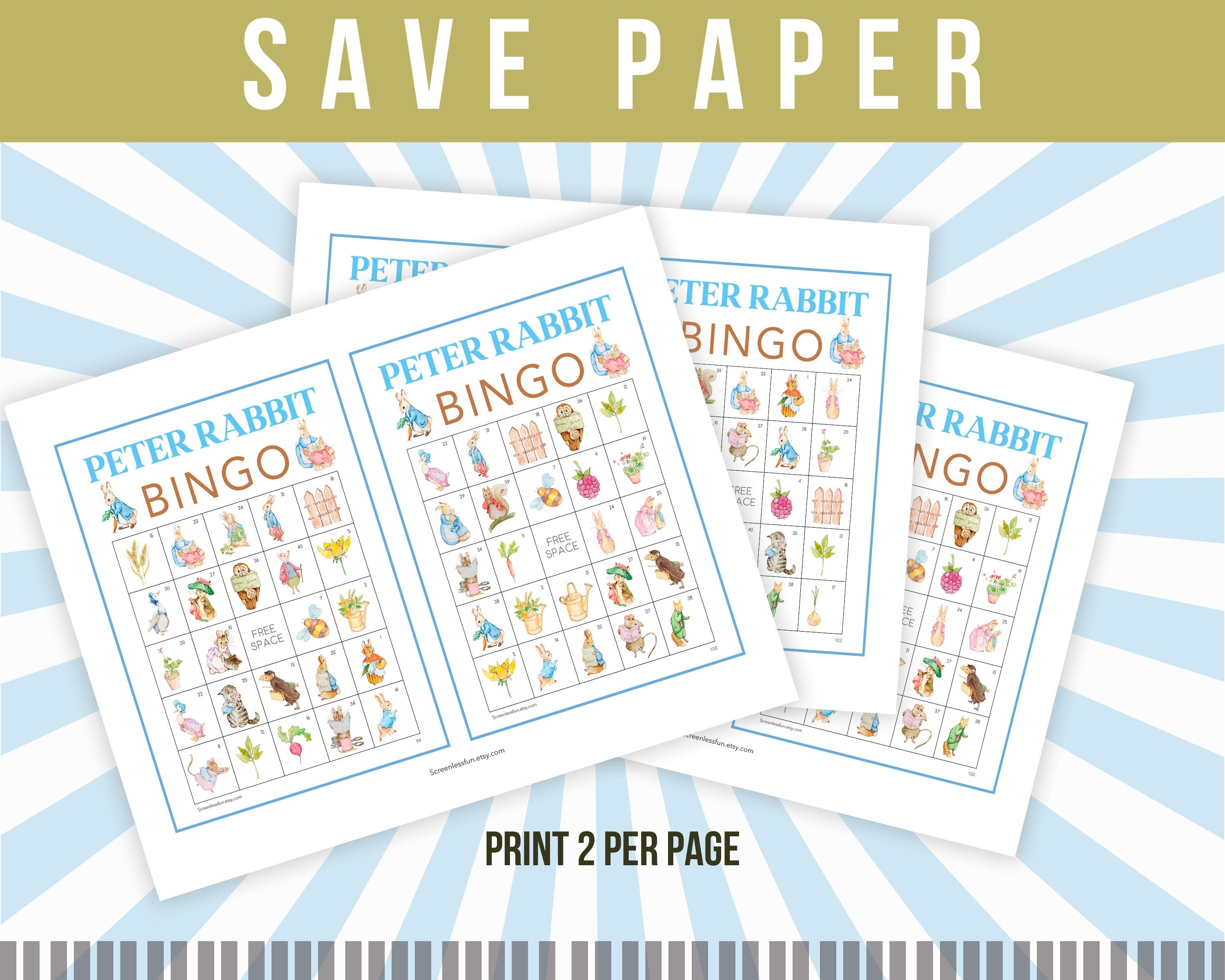 Peter Rabbit Classroom Activity Game Peter Rabbit Baby Shower Bingo ...