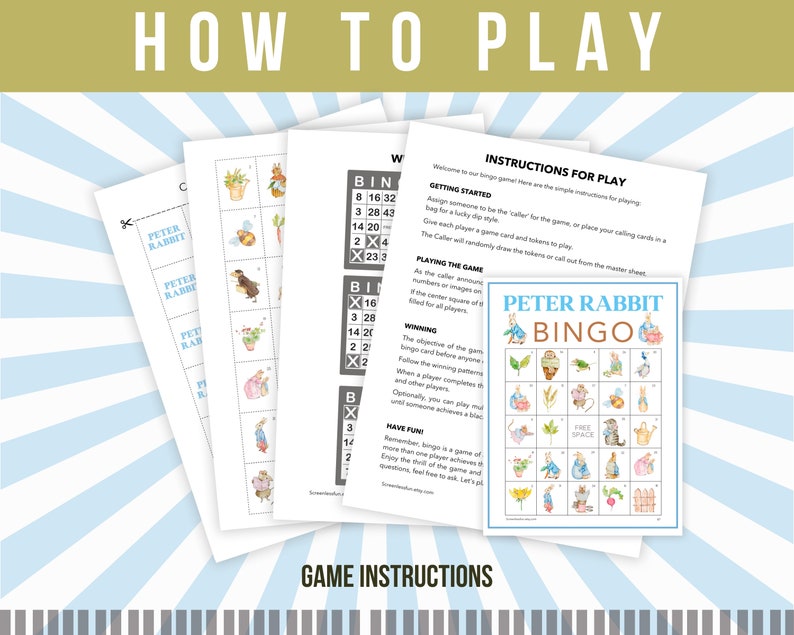 Peter Rabbit Classroom Activity Game Peter Rabbit Baby Shower Bingo ...