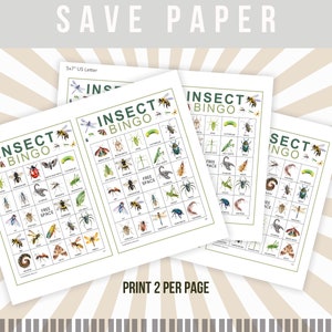 Insect Bingo Birthday Party Game, Printable Animal Kids Activity, Bug ...