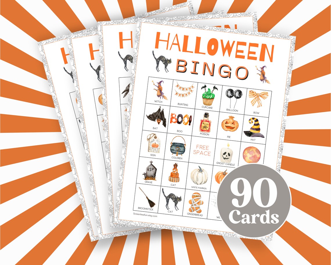 Halloween Bingo Cards: Kids Fall Party Game (PDF) - Etsy