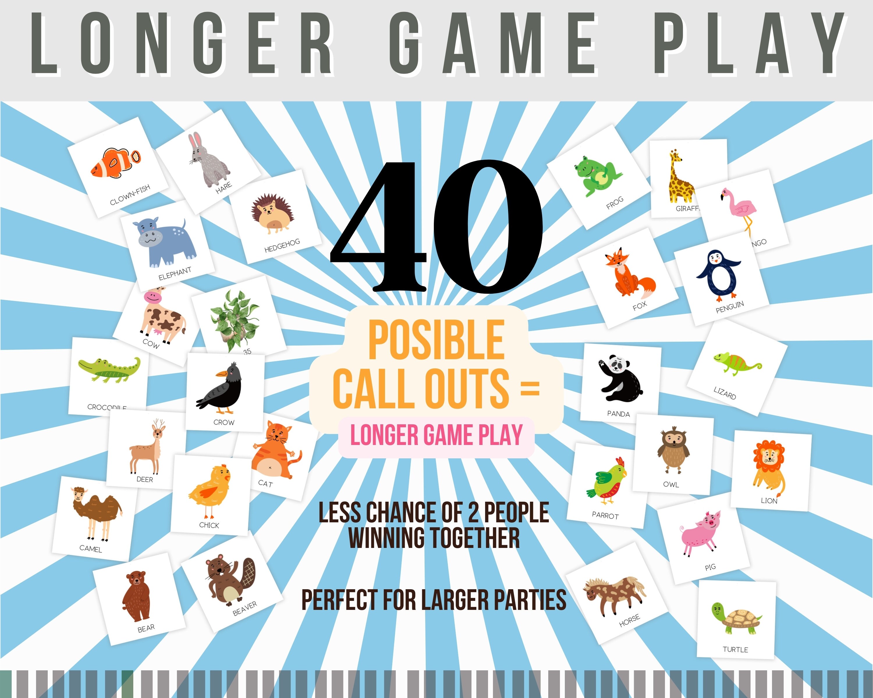 Kids Baby Animal Bingo Game, Printable Animal Bingo Game, Kids ...