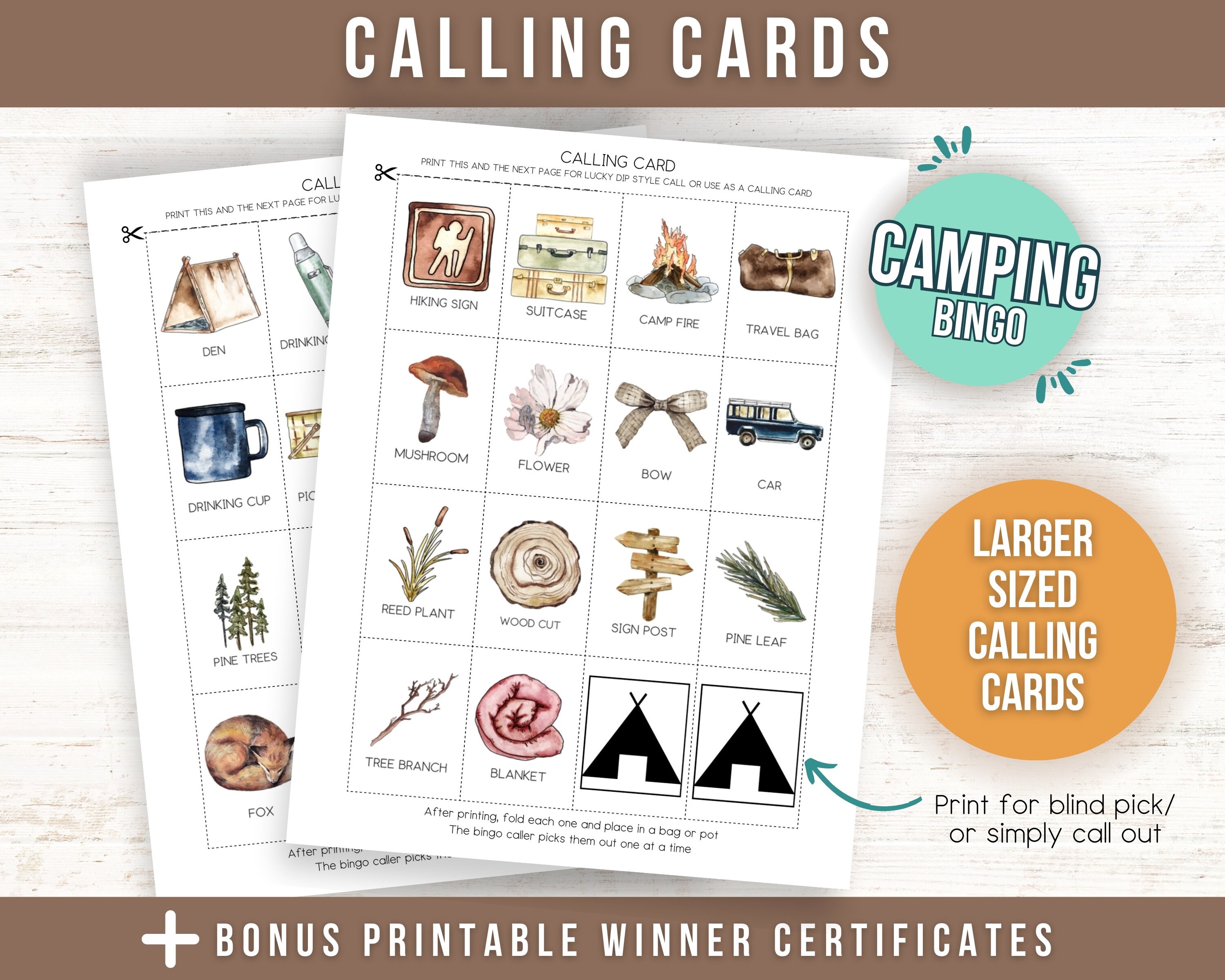 SUMMER CAMP BINGO, Camping Game Printable Bingo Cards, Activity ...
