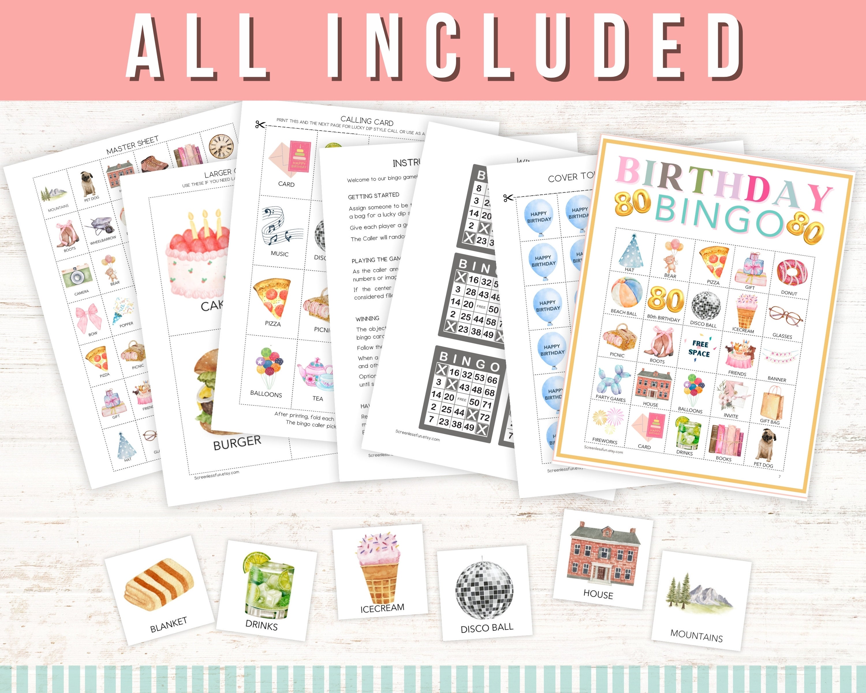80th Birthday Bingo Game: 50 Printable Cards (born 1944) - Etsy