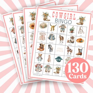 Cowgirl Bingo Party Game, Rodeo Cowgirl Baby Shower Game, Bingo Board ...