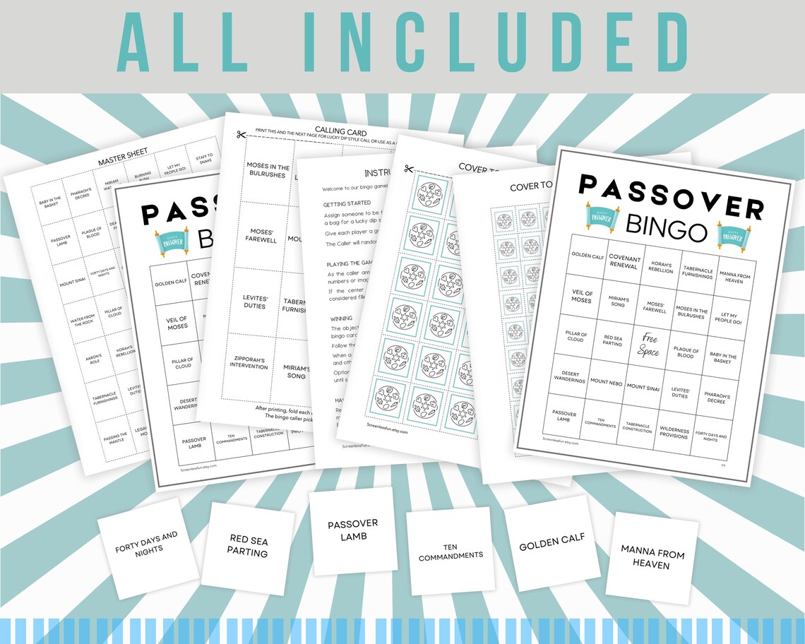Passover Bingo Game: Bible Story Sunday School (printable) - Etsy