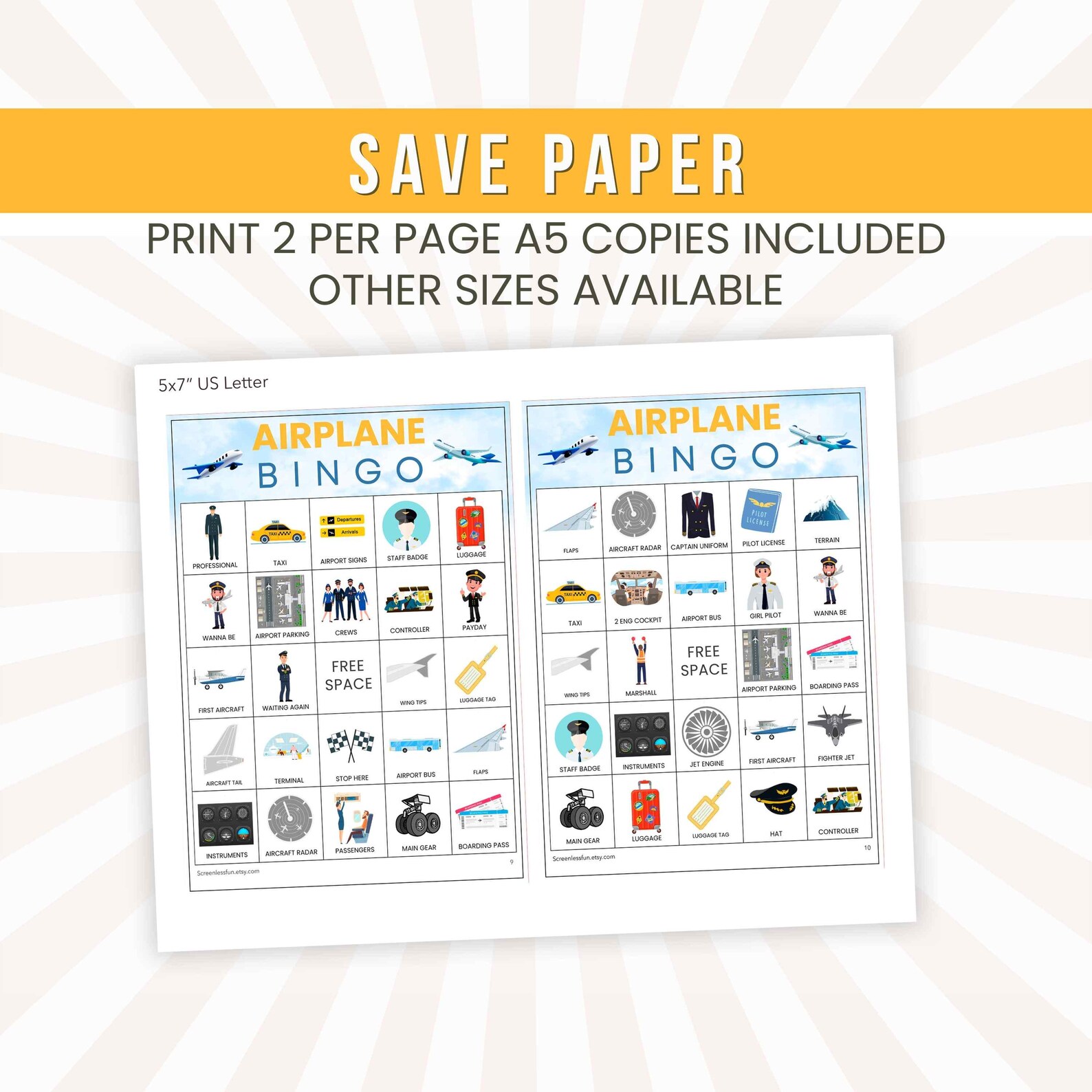 Airplane Bingo Game: Airport Travel Theme (printable) - Etsy