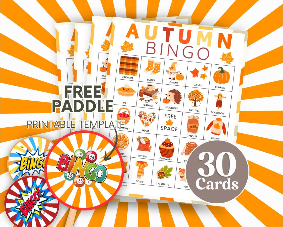 Autumn Bingo Game, Fall Bingo Printable Cards, Thanksgiving Bingo ...