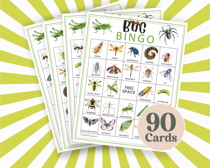Bug Bingo Printable Game, Animal Insect Creepy Crawlies Party Idea ...
