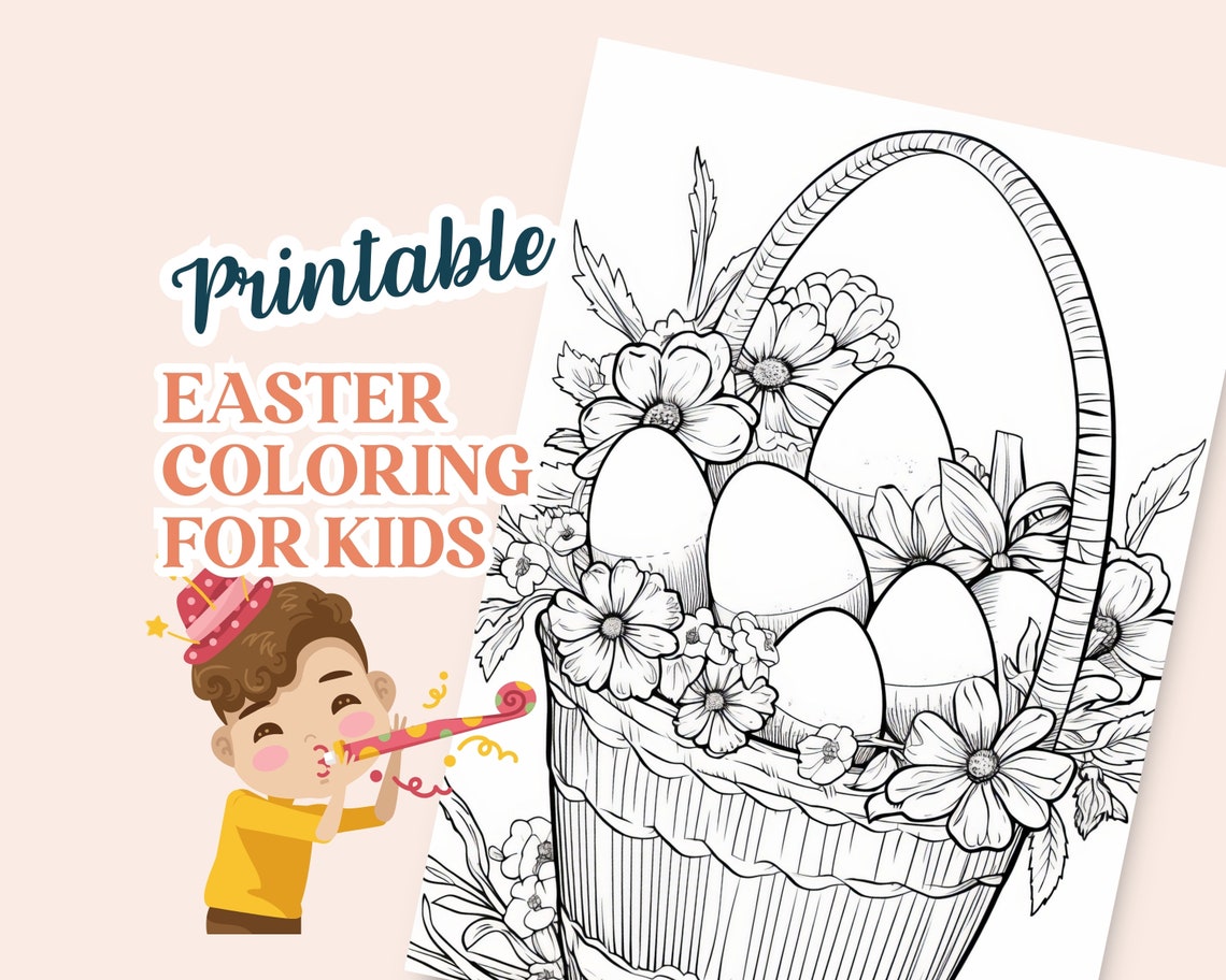 Happy Easter Coloring Pages for Kids, Easter Bunny, Springtime Kids ...